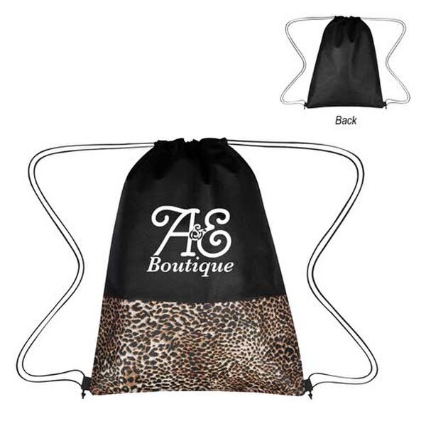 Custom Printed Leopard Print Non-Woven Drawstring Bag | Bagmasters