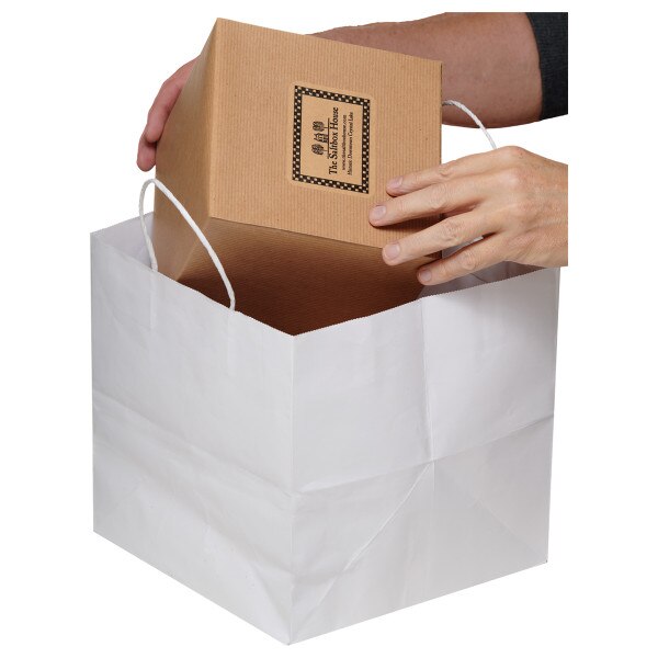Custom White Kraft Paper Take-Out Bag | Bagmasters